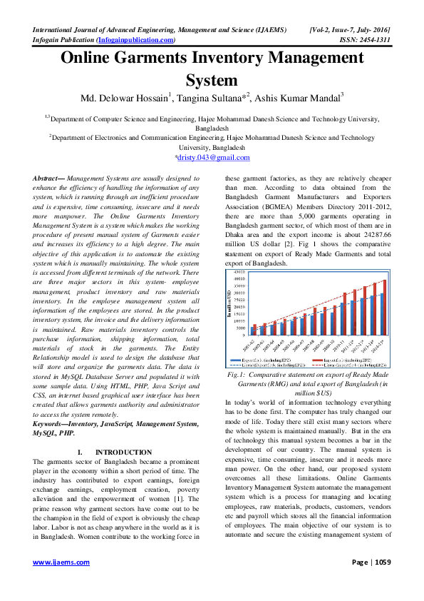 (PDF) Online Garments Inventory Management System