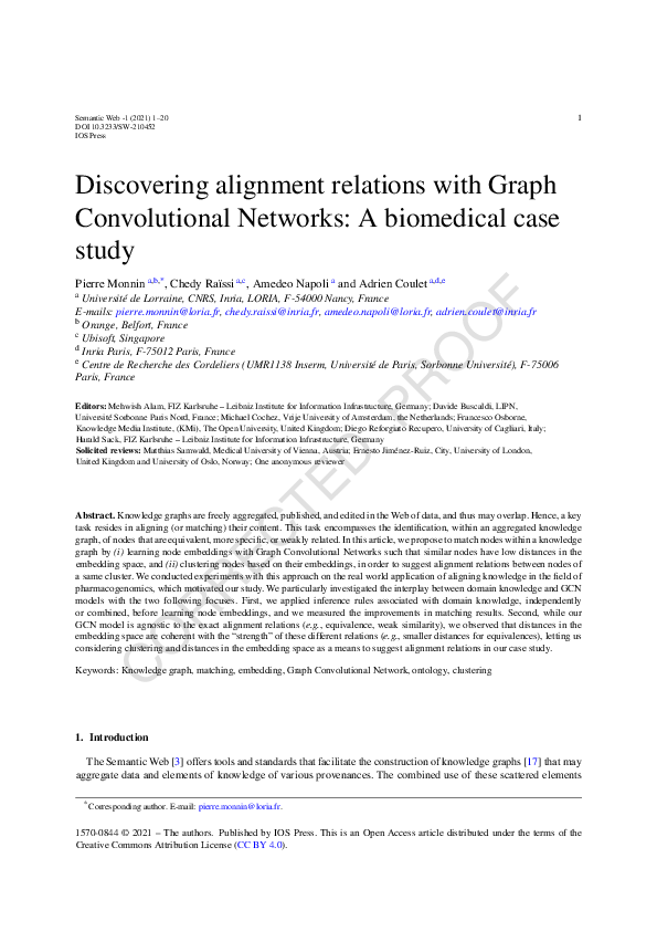 (PDF) Discovering alignment relations with Graph Convolutional Networks: A biomedical case study
