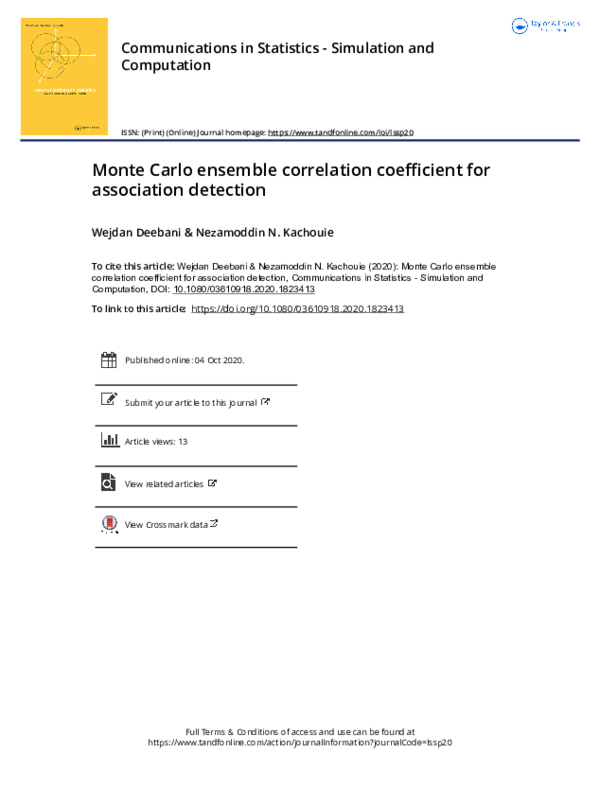 (PDF) Monte Carlo ensemble correlation coefficient for association detection