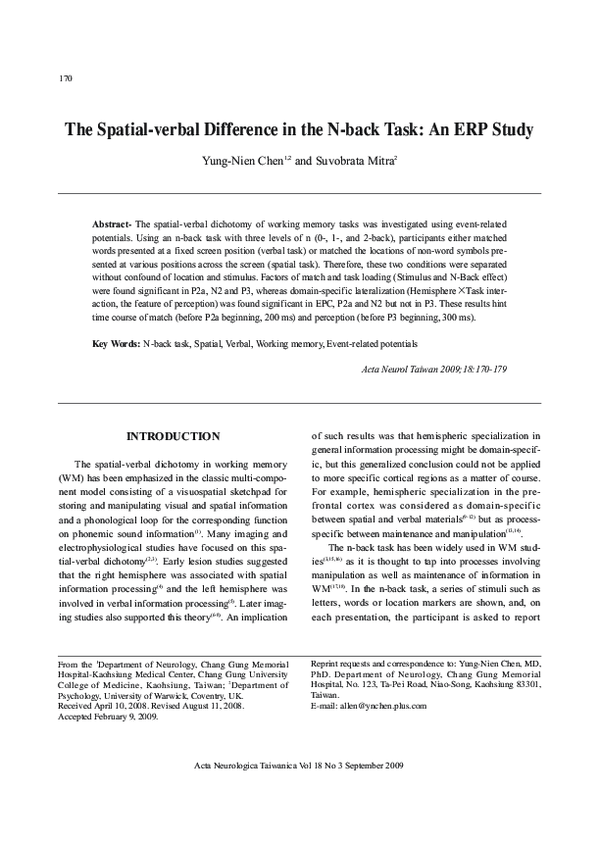 (PDF) The spatial-verbal difference in the n-back task: an ERP study