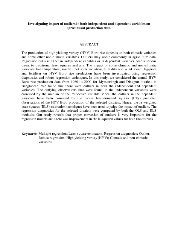 (PDF) Investigating impact of outliers in both independent and ...