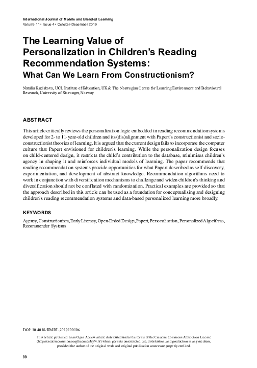 (PDF) The Learning Value of Personalization in Children's Reading ...