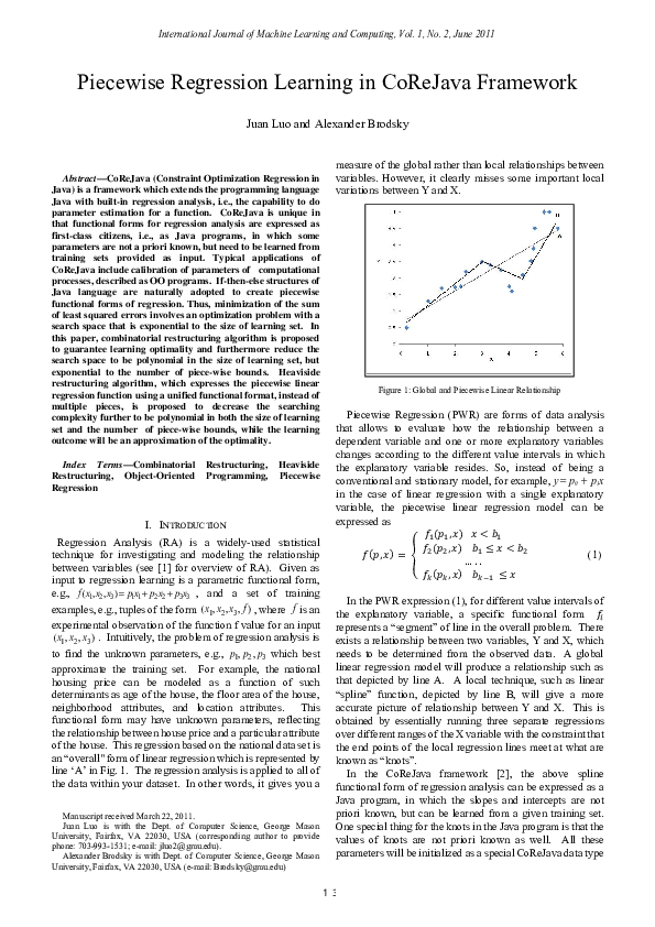 (PDF) Piecewise Regression Learning in CoReJava Framework