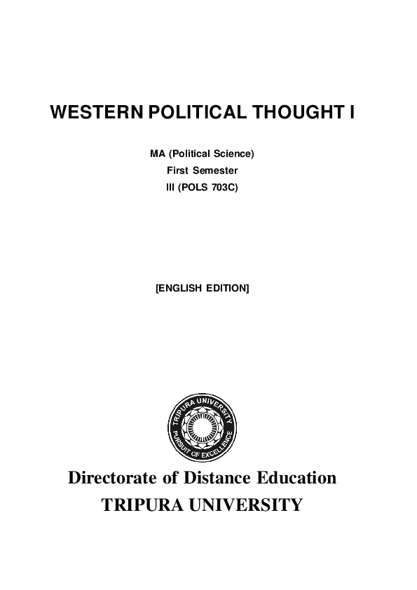 (PDF) Western Political Thought I