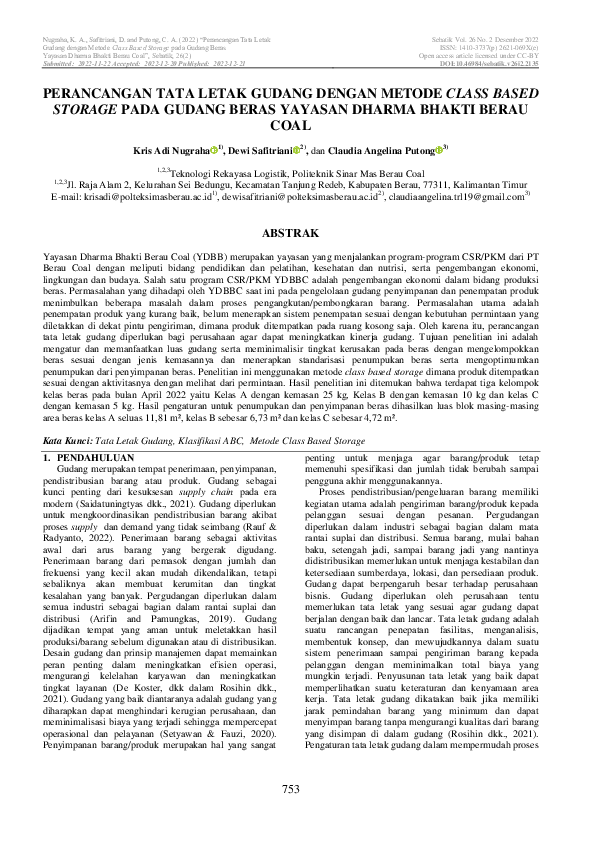 (PDF) Perancangan Tata Letak Gudang Dengan Metode Class Based Storage ...