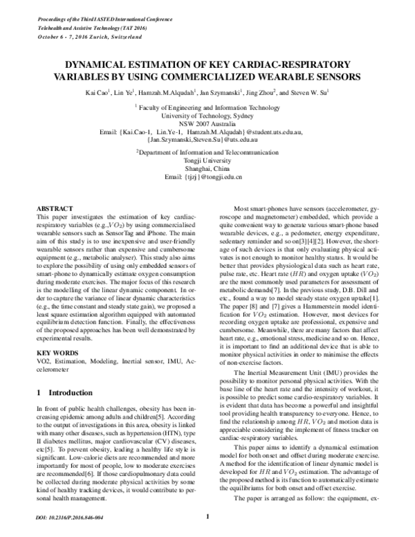(PDF) Dynamical Estimation of Key Cardiac-respiratory Variables by using Commercialized Wearable ...