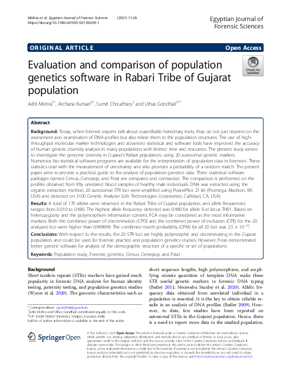 (PDF) Evaluation and comparison of population genetics software in ...