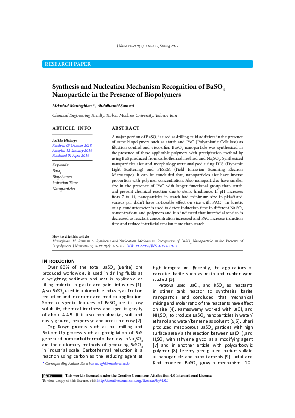 (PDF) Segmented microfluidics for synthesis of BaSO4 nanoparticles