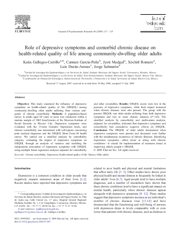(PDF) Role of depressive symptoms and comorbid chronic disease on ...