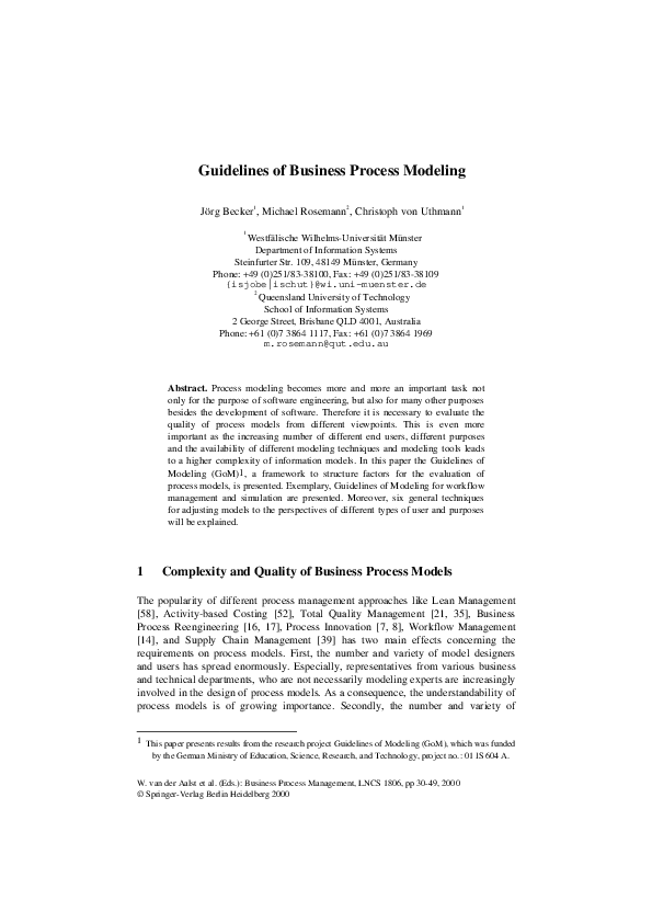 (PDF) Guidelines of Business Process Modeling