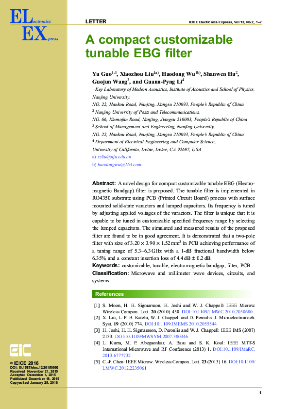 (PDF) Substrate Integrated Evanescent-Mode Cavity Filter With a 3.5 to ...