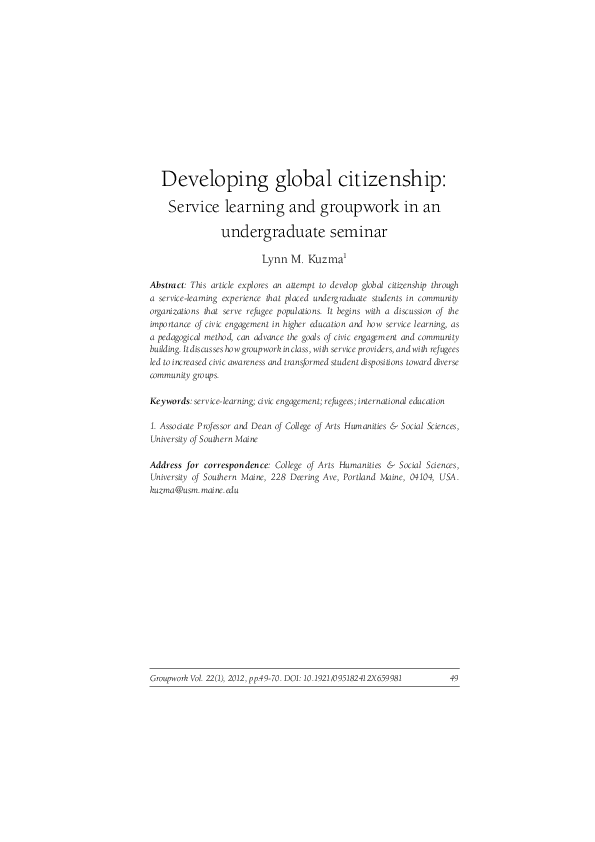 (PDF) Developing global citizenship