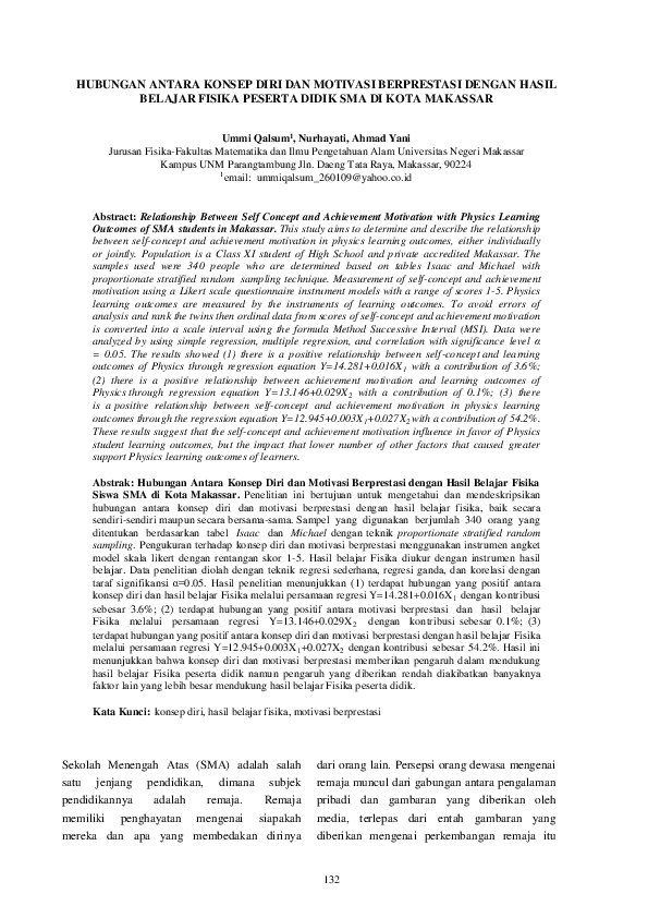 (PDF) Hubungan Antara Konsep Diri Dan Motivasi Berprestasi Dengan Hasil Belajar Fisika Peserta ...