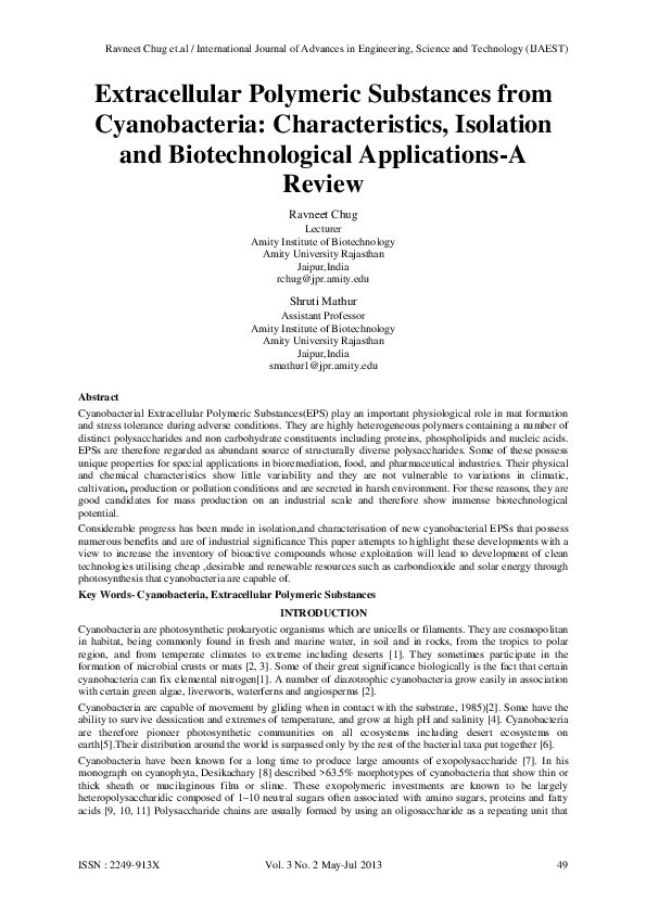 (PDF) Extracellular Polymeric Substances from Cyanobacteria ...