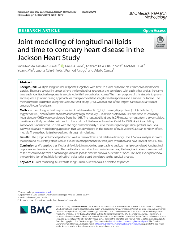 (PDF) Joint modelling of longitudinal lipids and time to coronary heart disease in the Jackson ...