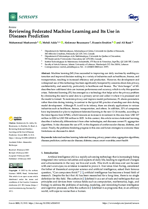 (PDF) Reviewing Federated Machine Learning and Its Use in Diseases ...