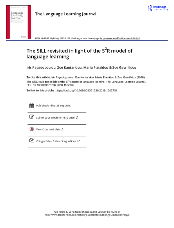 (PDF) The SILL revisited in light of the S 2 R model of language learning
