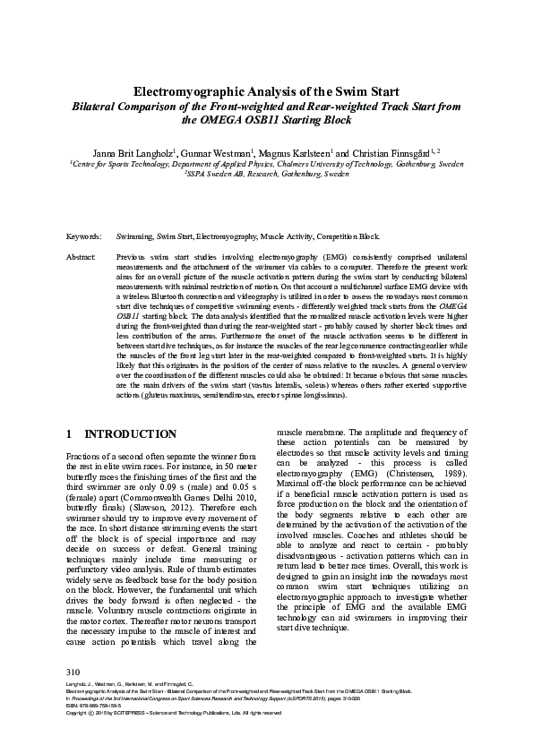 (PDF) Electromyographic Analysis of the Swim Start - Bilateral ...