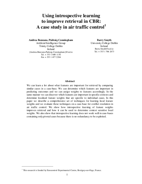 (PDF) Introspective Learning for Improved CBR in Air Traffic Control