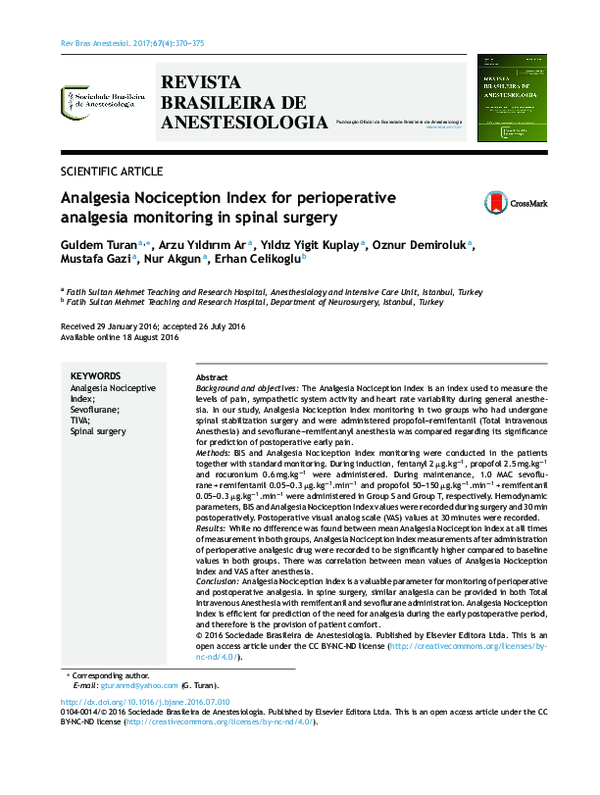 (PDF) Analgesia Nociception Index for perioperative analgesia ...