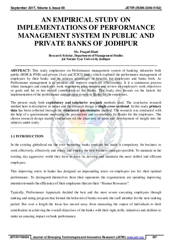 (PDF) An Empirical Study on Implementations of Performance Management System in Public and ...