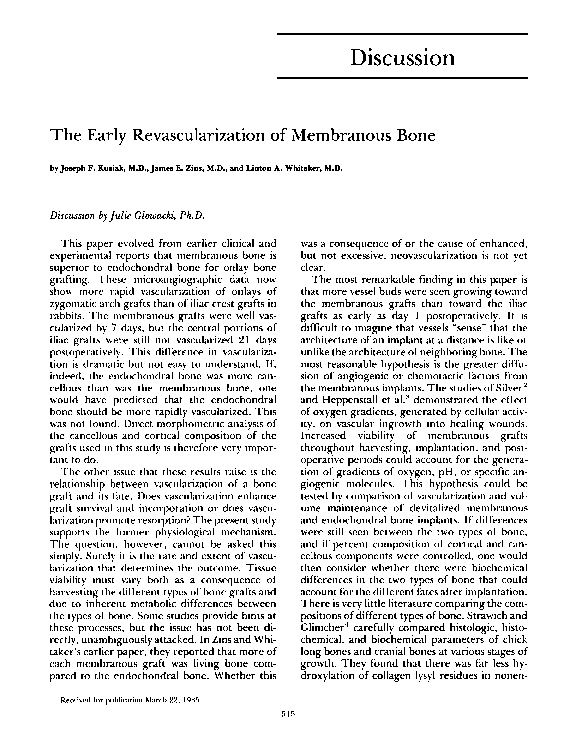 (PDF) The Early Revascularization of Membranous Bone