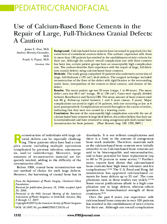 (PDF) Use of Calcium-Based Bone Cements in the Repair of Large, Full ...