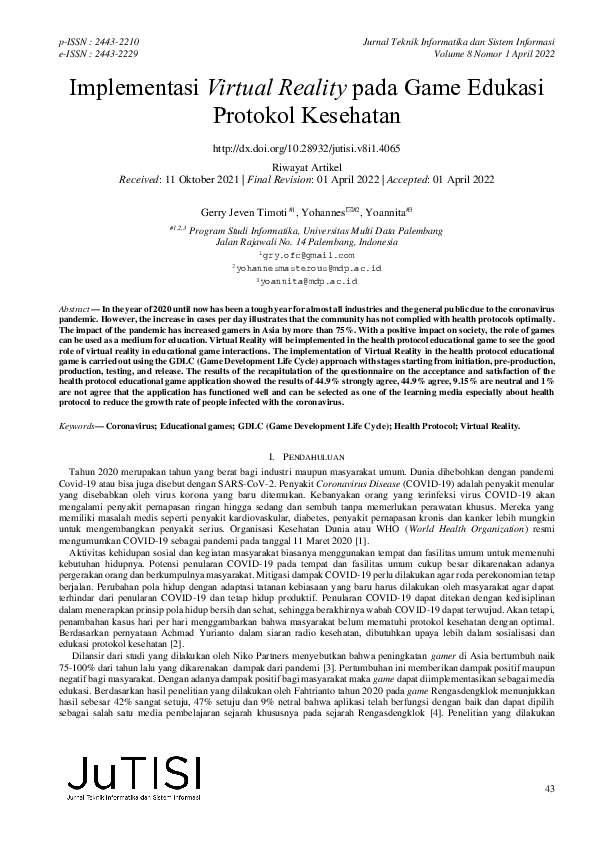 (PDF) Implementasi Virtual Reality pada Game Edukasi Protokol Kesehatan
