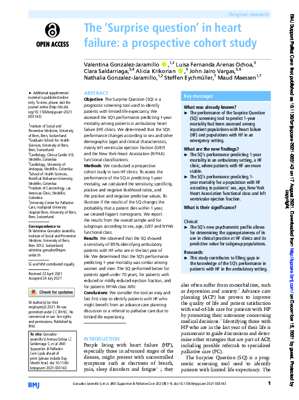 (PDF) The ‘Surprise question’ in heart failure: a prospective cohort ...