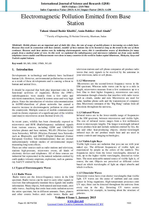 (PDF) Electromagnetic Pollution Emitted from Base Station Tahani
