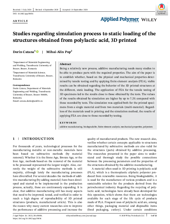 (PDF) Studies regarding simulation process to static loading of the ...