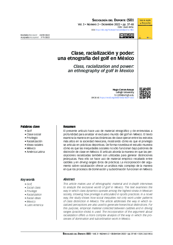 (PDF) Clase, racialización y poder: Una etnografía del golf en México
