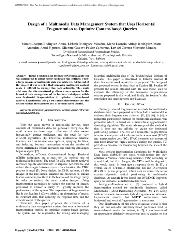 Pdf Design Of A Multimedia Data Management System That Uses Horizontal Fragmentation To 8600