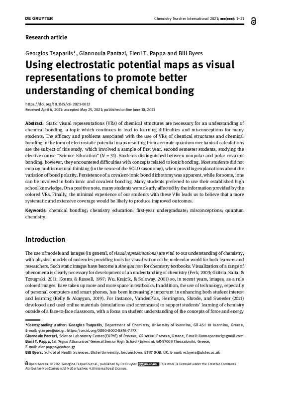 (PDF) Using electrostatic potential maps as visual representations to ...