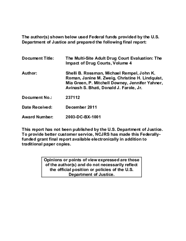 (PDF) The Multi-Site Adult Drug Court Evaluation: The Impact of Drug ...