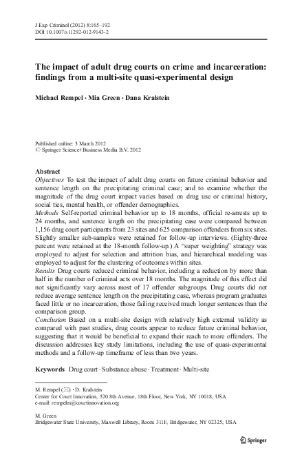 (PDF) The impact of adult drug courts on crime and incarceration ...