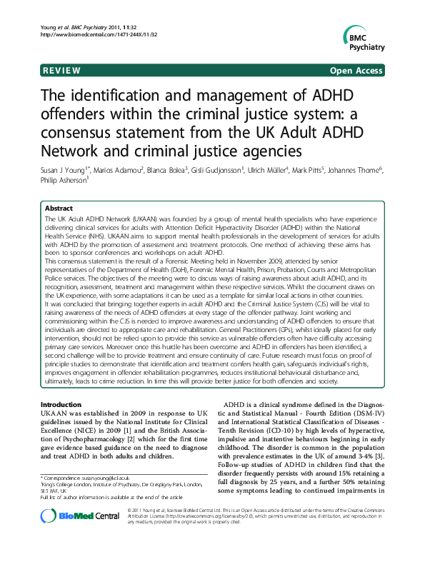 (PDF) The identification and management of ADHD offenders within the ...