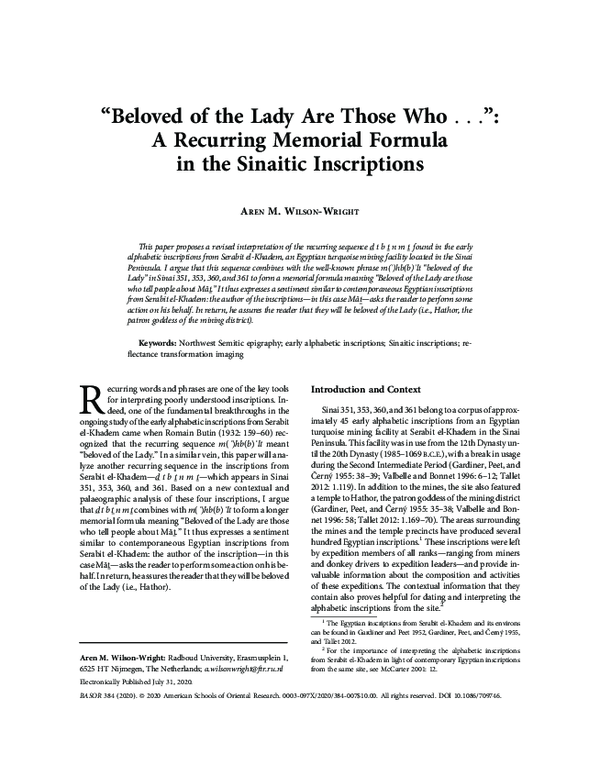 (PDF) "Beloved of the Lady Are Those Who . . .": A Recurring Memorial ...