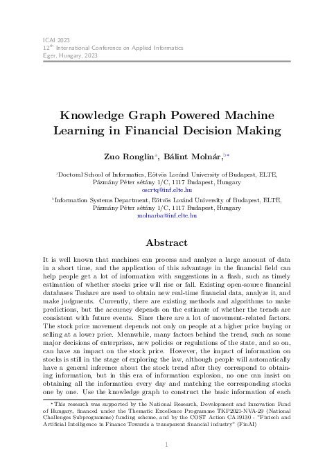 (PDF) Knowledge Graph Powered Machine Learning in Financial Decision Making