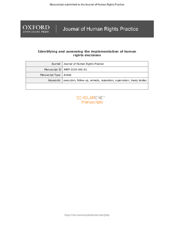 (PDF) Identifying and Assessing the Implementation of Human Rights ...
