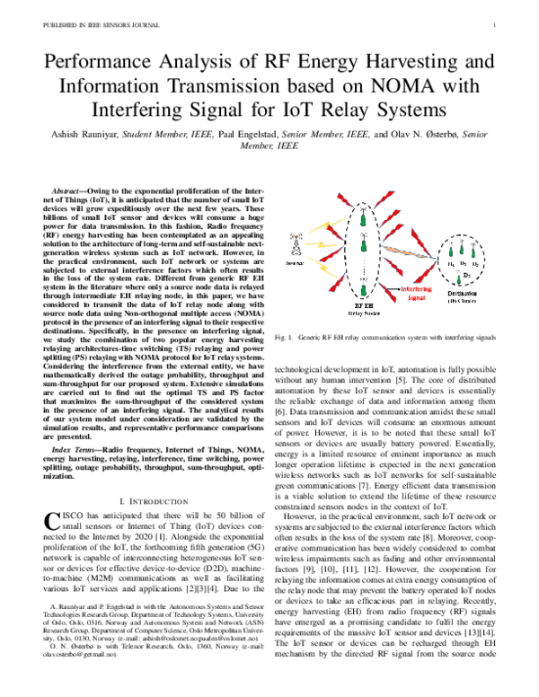 (PDF) Performance Analysis of RF Energy Harvesting and Information ...