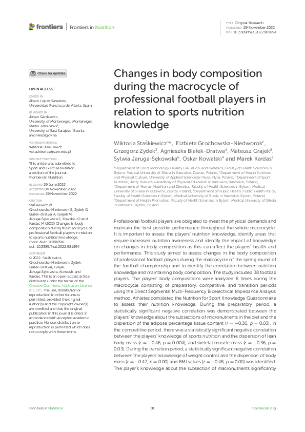 (PDF) Changes in body composition during the macrocycle of professional ...
