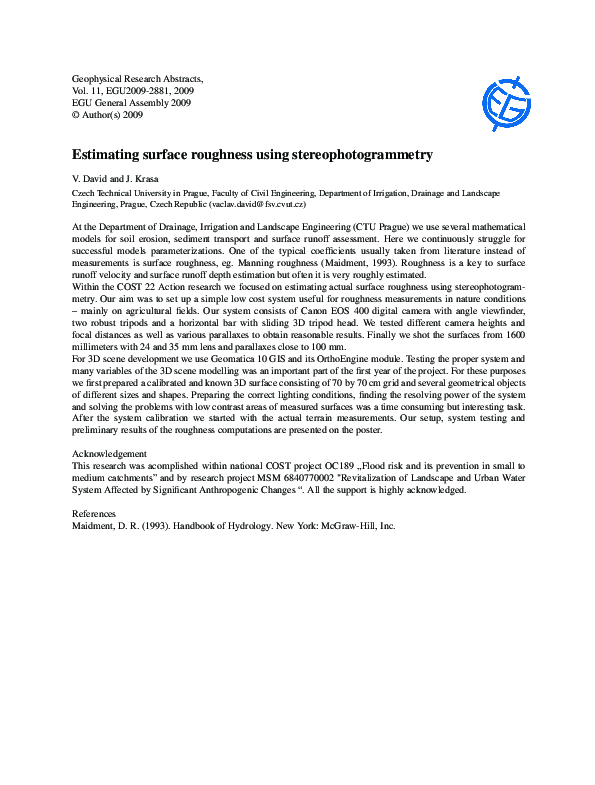 (PDF) Estimating surface roughness using stereophotogrammetry