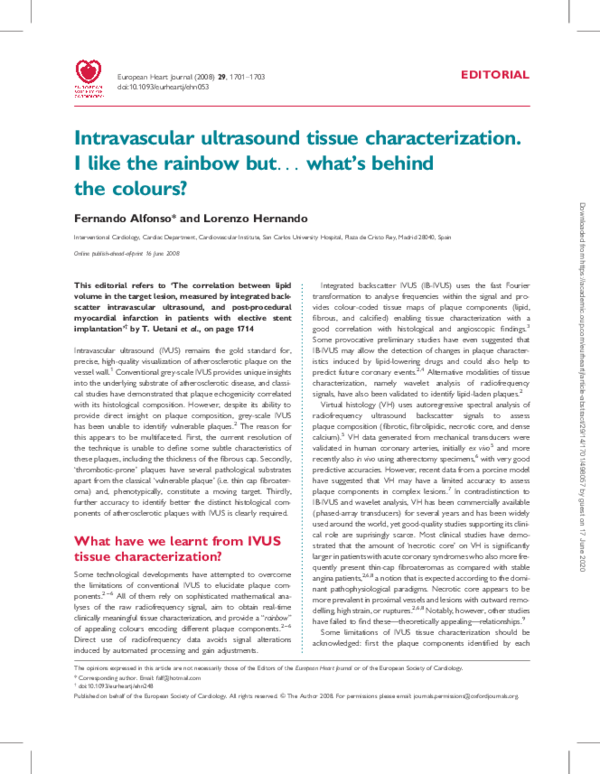 (PDF) Intravascular ultrasound tissue characterization. I like the ...