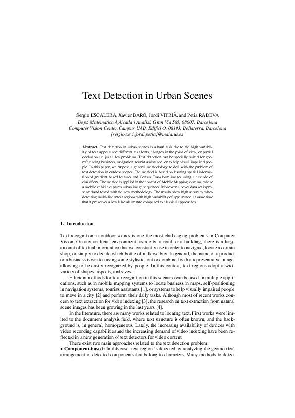 Pdf Text Detection In Urban Scenes