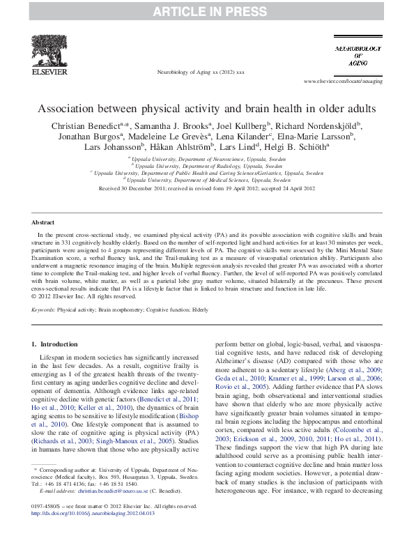 (PDF) Association between physical activity and brain health in older adults
