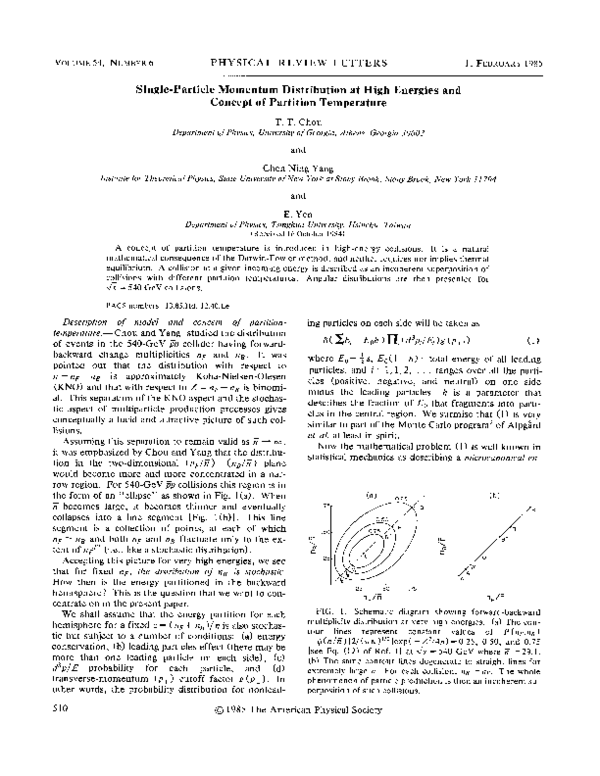 (PDF) Single-Particle Momentum Distribution at High Energies and ...