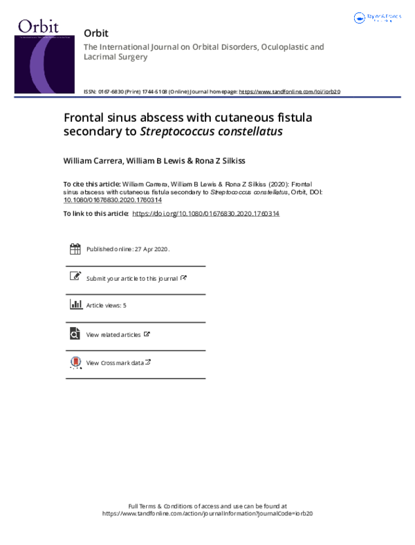 (PDF) Frontal sinus abscess with cutaneous fistula secondary to ...