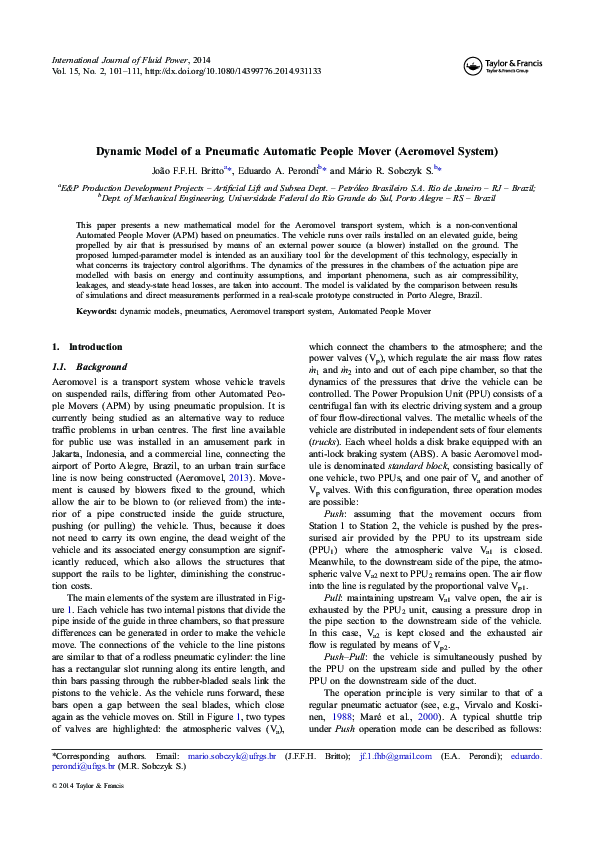 (PDF) Dynamic Model of a Pneumatic Automatic People Mover (Aeromovel ...