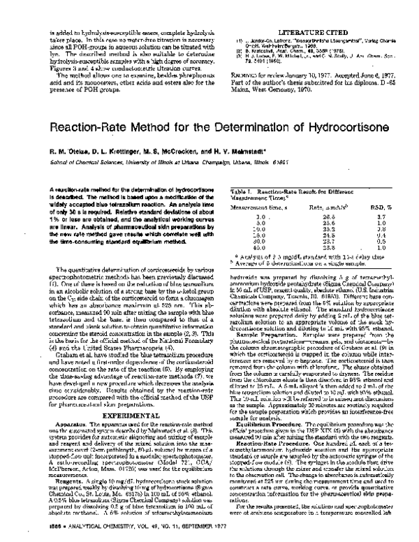 (PDF) Reaction-rate method for the determination of hydrocortisone